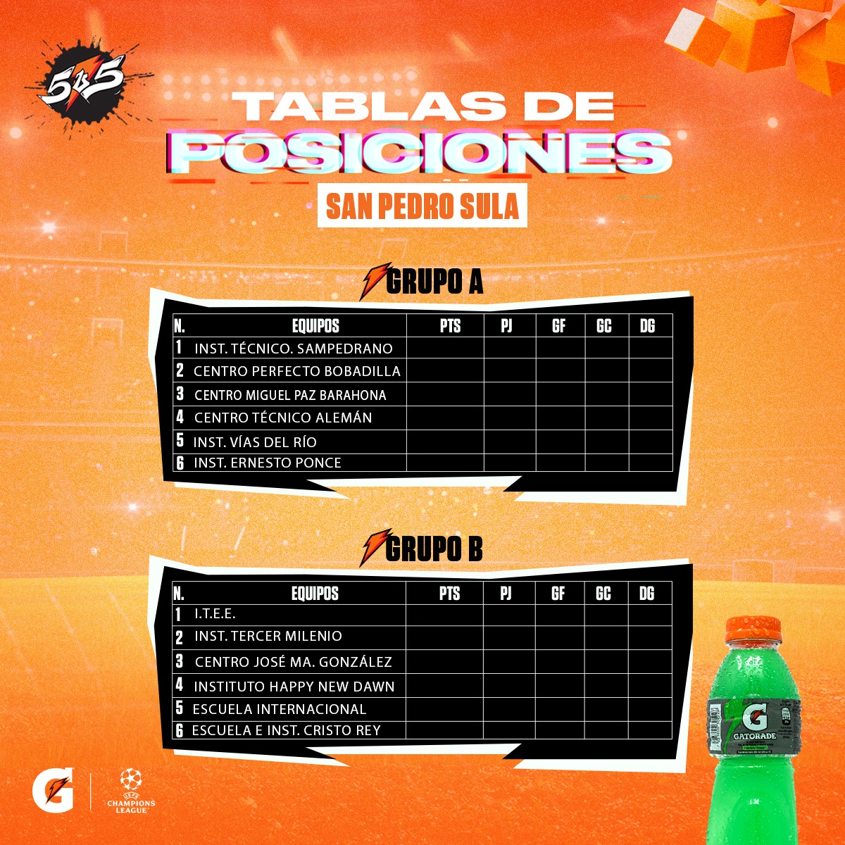 Sorteo Torneo 5v5 2023 by Gatorade Honduras en San Pedro Sula
