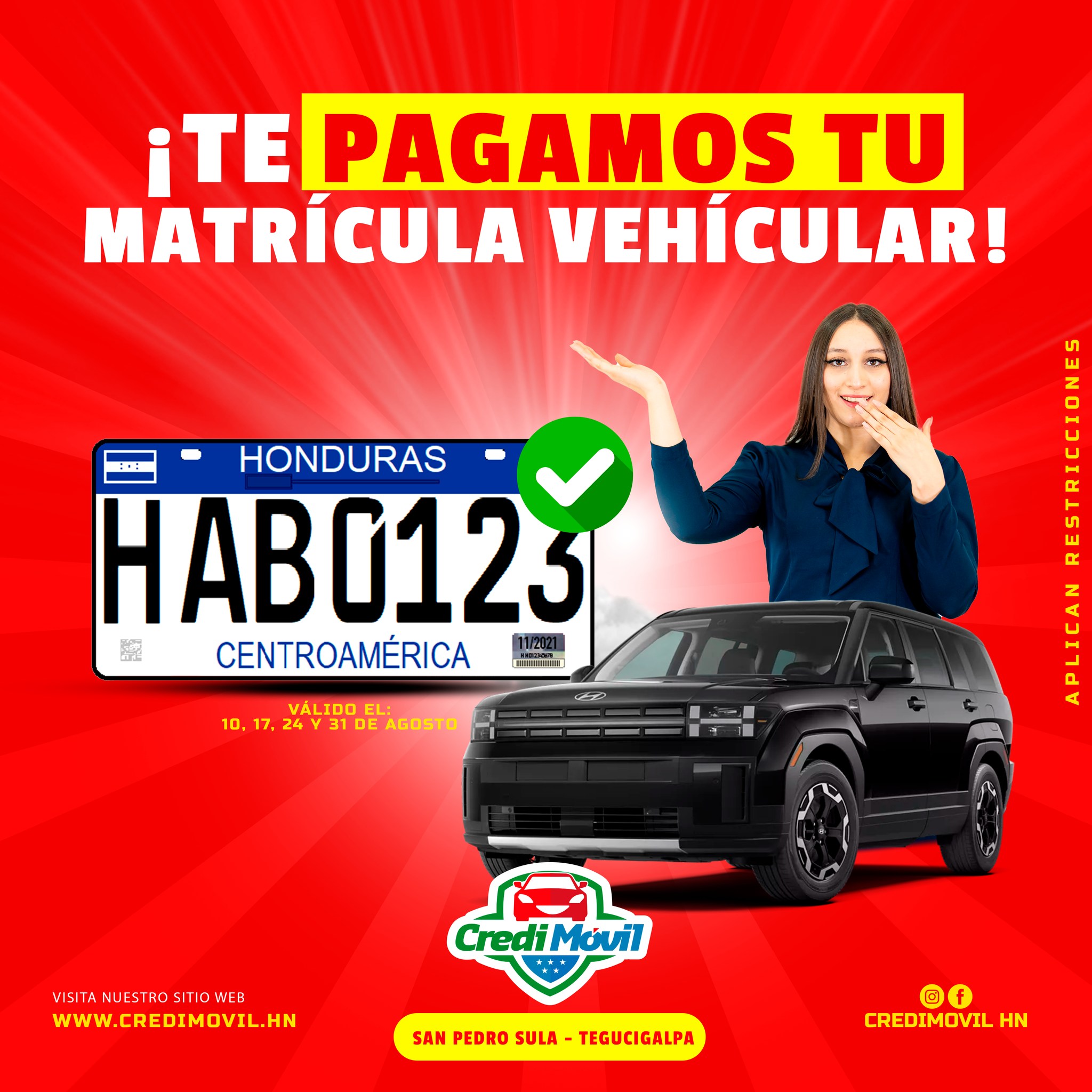 Pago matrícula vehicular CrediMóvil San Pedro Sula, Honduras
